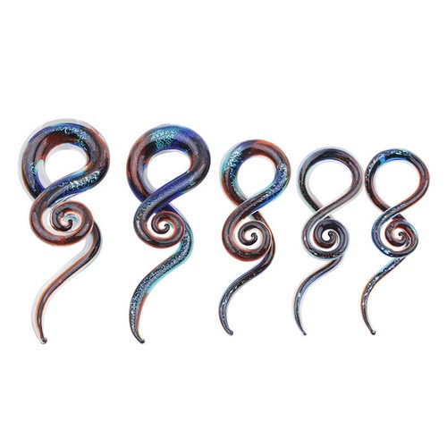 2Pcs Colorful Pyrex Glass Ear Spiral Taper Gauges Ear Expander Earring ...