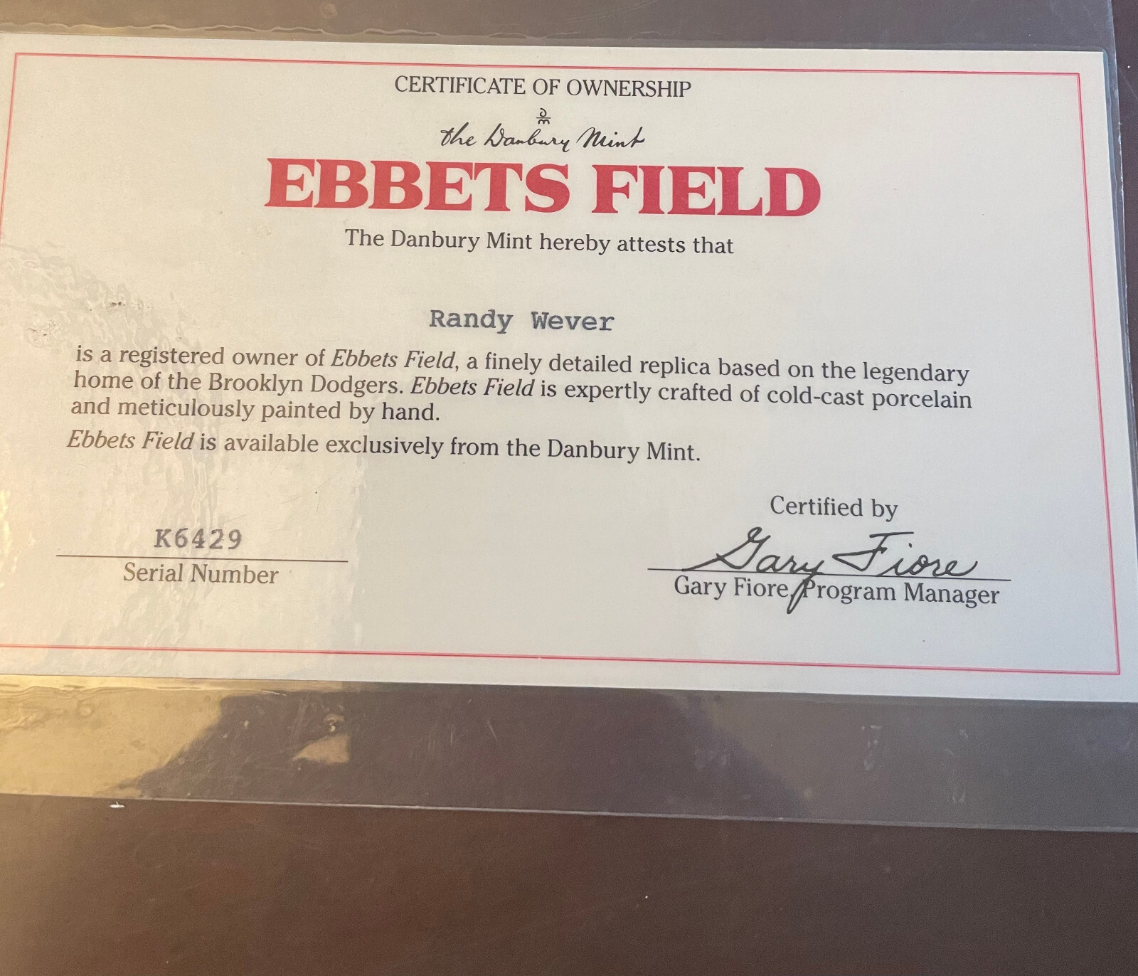 Danbury Mint Ebbets Field Brooklyn Dodgers Replica Rare with display ...
