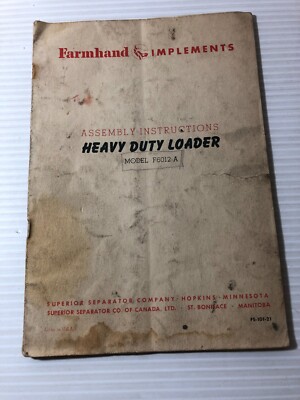 b FARMHAND Heavy Duty Loader Assembly Inst Model F6012-A Superior ...