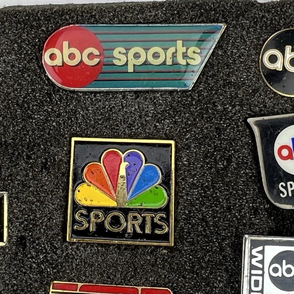 Vintage collection of 9x SPORTS TV Broadcast Lapel Pins - ABC, CBS, NBC ...