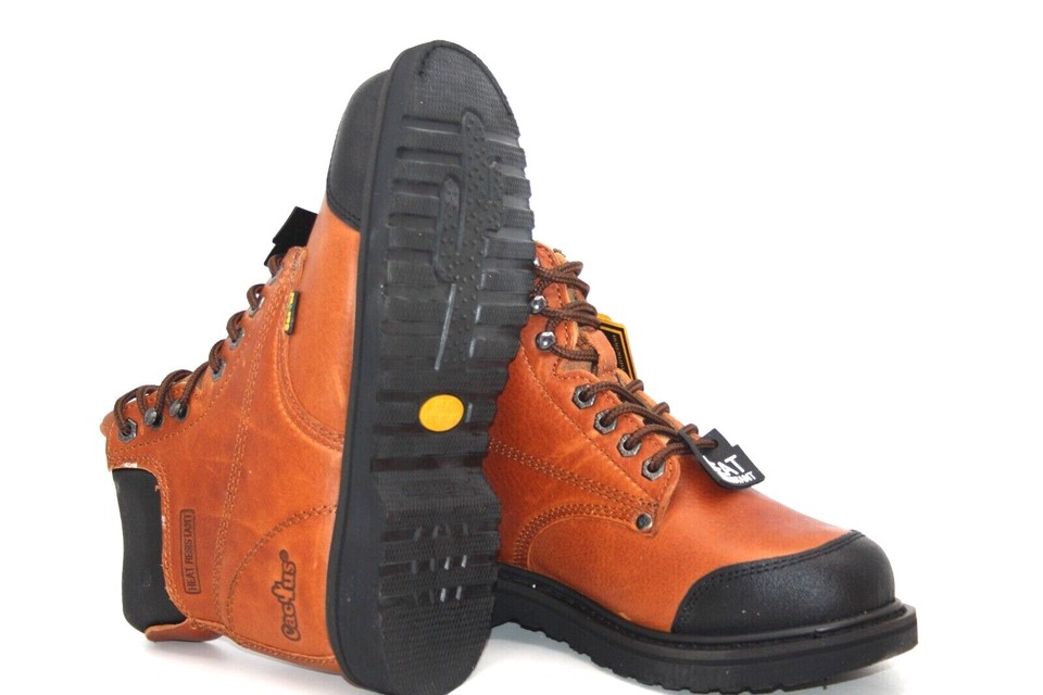 MEN'S CACTUS FOOTWEAR WORK BOOT HR628 LIGHT BROWN HEAT&OIL&SLIP ...