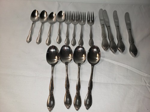 Oneida Community Rose Silverware Set Of 4 W/O Dinner Forks. Stainless ...