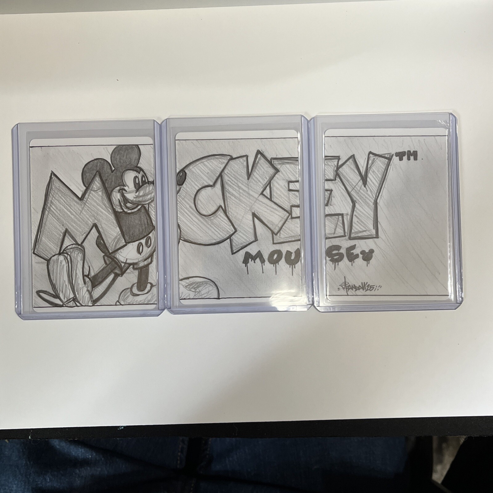 Mickey Mouse Triple Sketch Card By Michael Randall 1/1 Disney ...