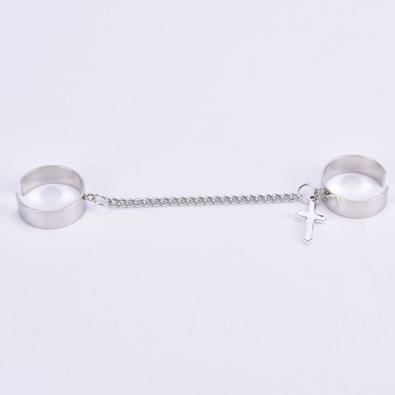 Hip Hop Stainless Steel Men Two Piece Ring The Cross Chain Ring Titanium SteJF | eBay