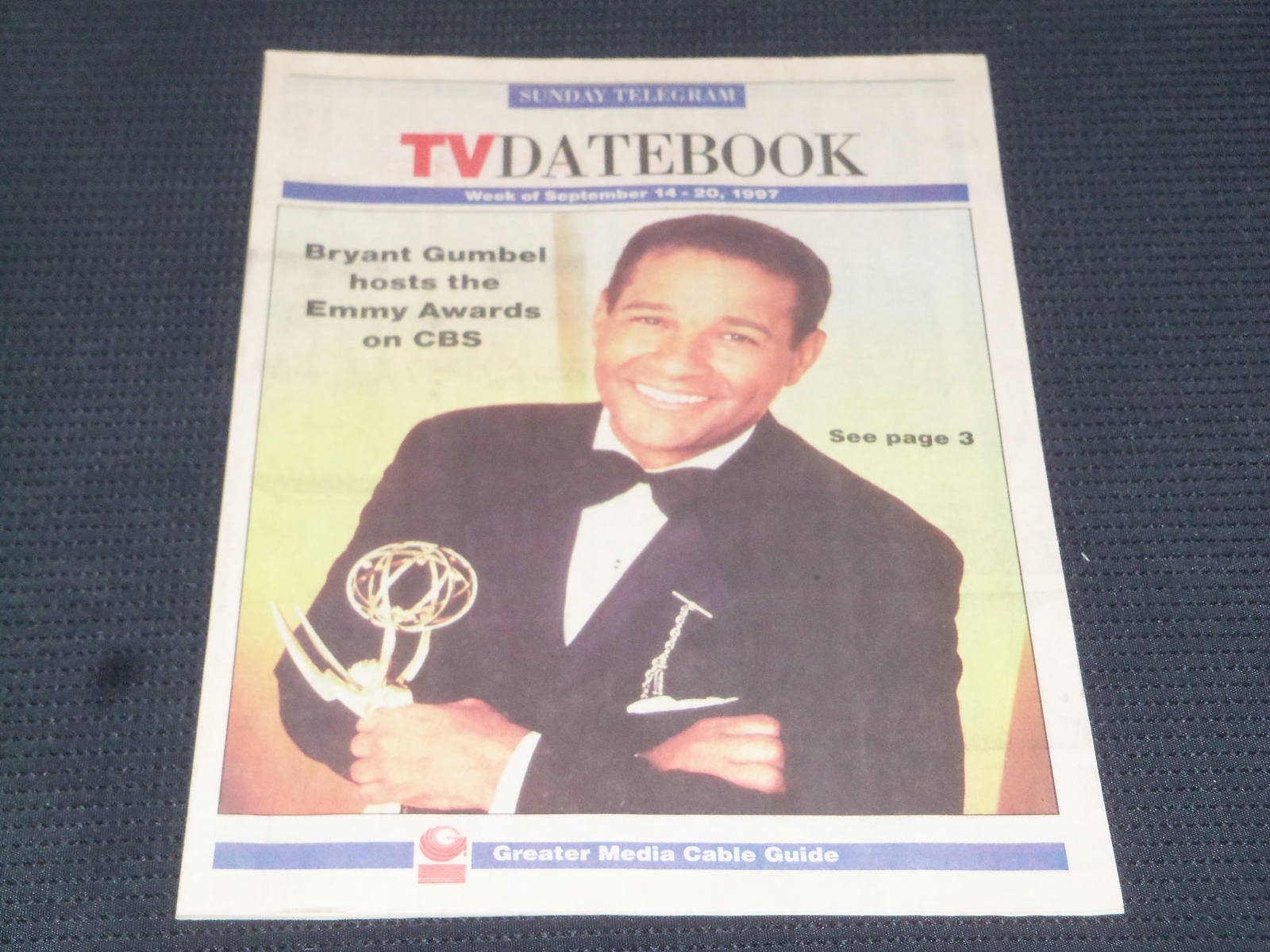 1997 SEPTEMBER 14 SUNDAY TELEGRAM TV DATEBOOK MAGAZINE - BRYANT GUMBEL ...
