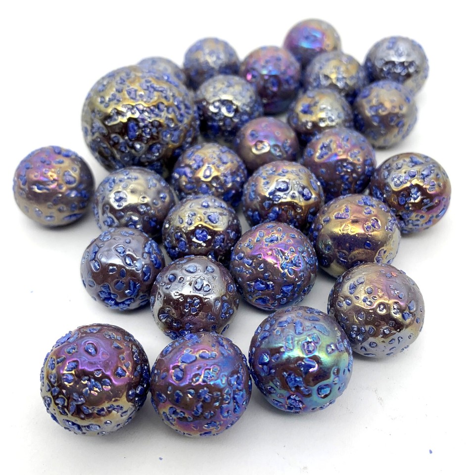 Net Bag 25 Asteroid Glass Mega Marbles Vacor Iridescent w Frit Current ...