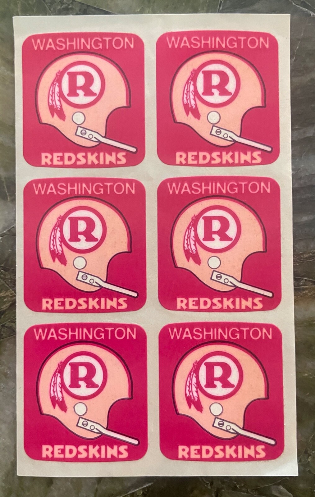 1971 Hallmark Washington Redskins Helmet Decals - rare "R" logo full ...