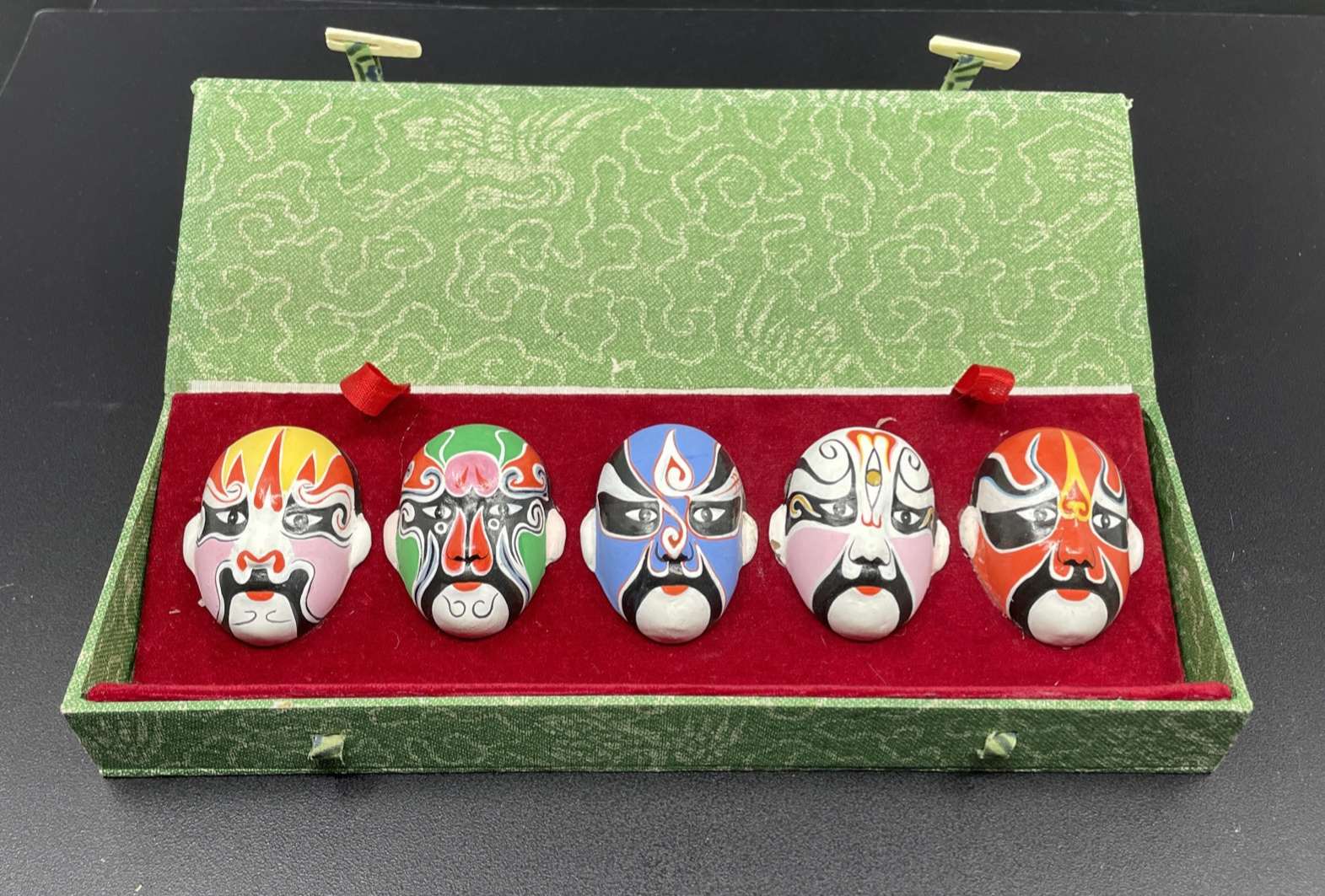 Miniature Chinese Opera Face Masks Boxed Set of 5 Hand Painted Ceramic ...