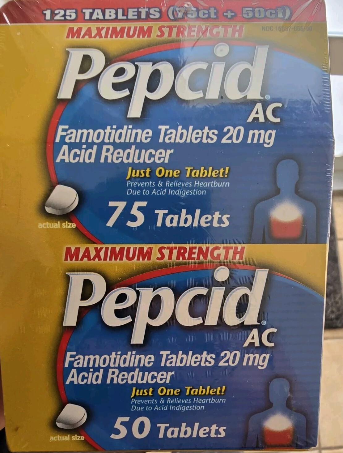2 pack Pepcid AC Maximum Strength 20 mg 50 + 75 = 125 tablets Exp 12/26 ...