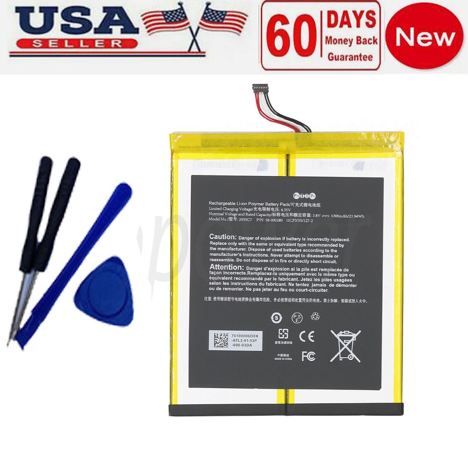 New Battery for AMAZON Kindle Fire 10 HD t76n2b T76N2B A0465 SL056ZE ...