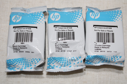 HP Instant Ink 67/305 Black and Tri-Color Cartridges New Sealed 3JB26A ...