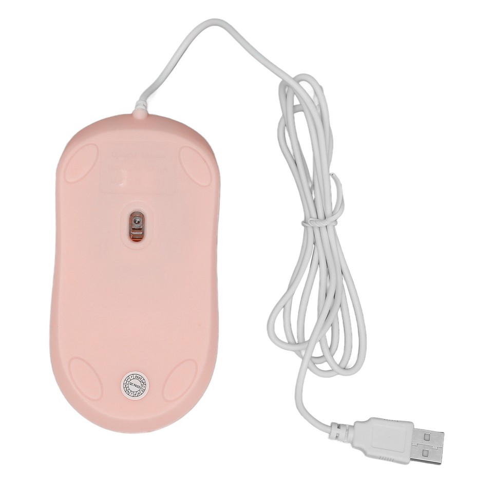 Pink Wired Mouse Optical 1200DPI USB Port Ergonomic Design Plug And ...
