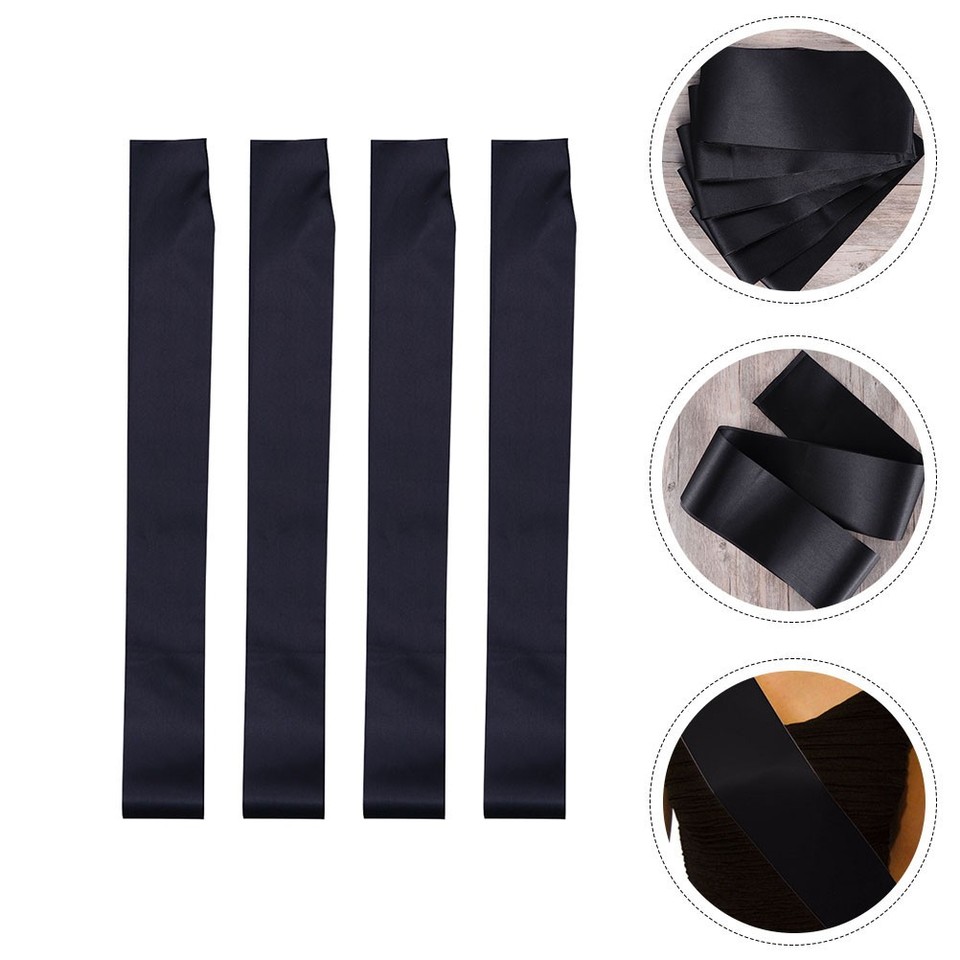 4Pcs Blank Sashes Black Plain Sashes Cloth Ceremonial Sashes Party ...
