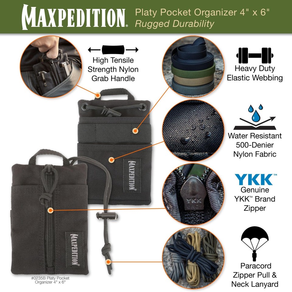 MAXPEDITION Men's EDC Tool Pouch, Platy Pocket Organizer, Lanyard ...
