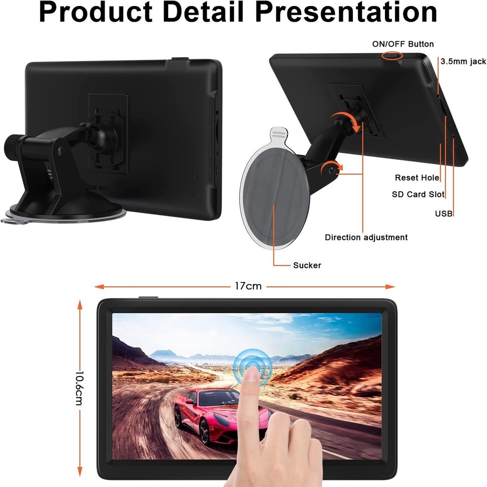 7 Inch Car & Truck GPS Navigation System 256MB+8GB Navigator 77 Canada ...