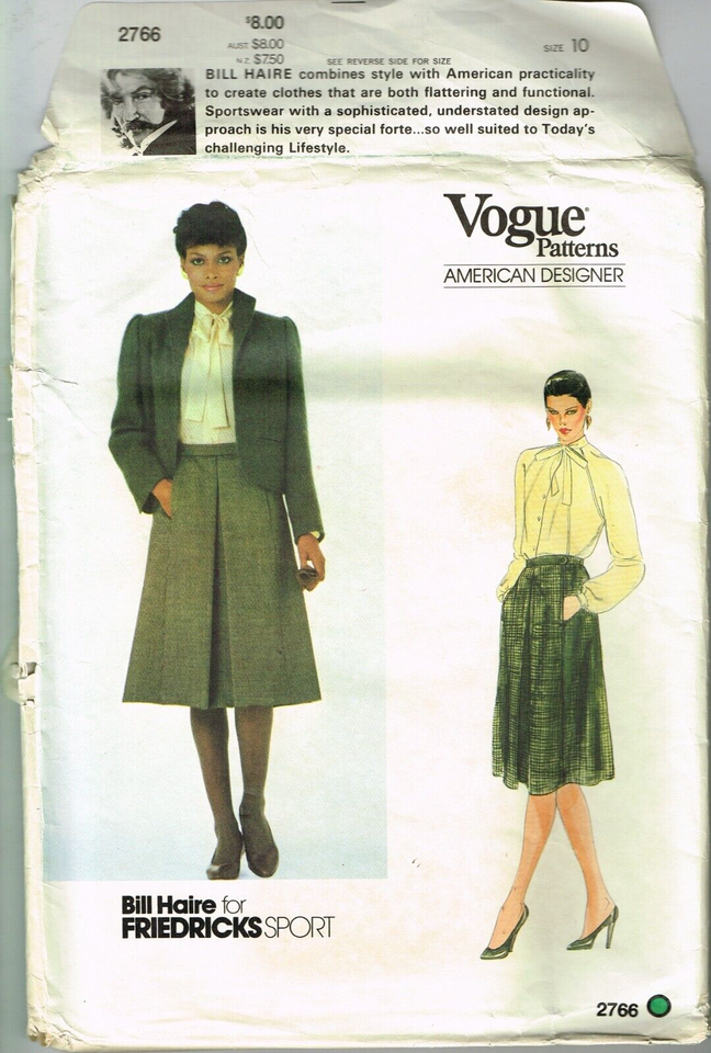Vogue Pattern American Designer Bill Haire 2766 Size 10 Skirt Jacket ...