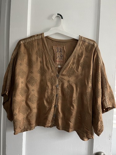Johnny Was Gold Embroidered Blouse Button Up Womens Size XS | eBay