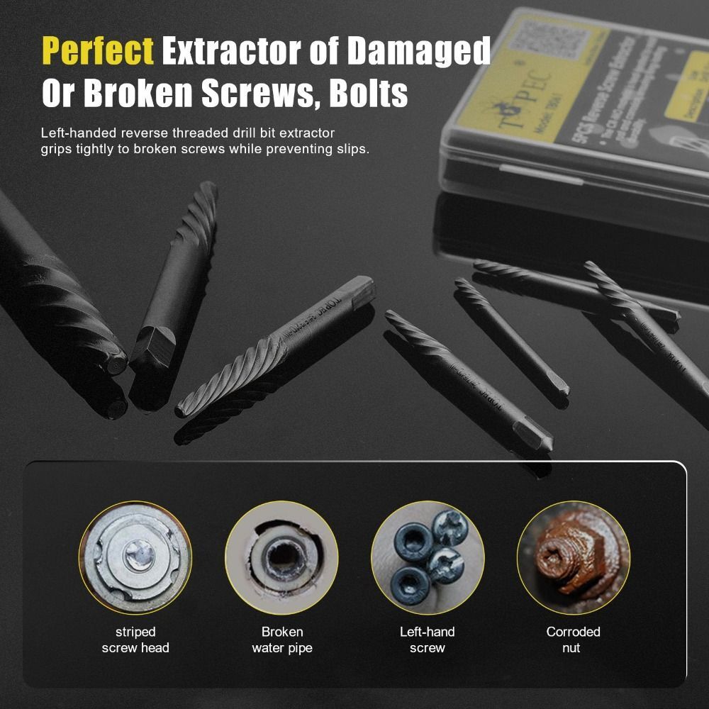 7 Piece Steel Bolt Extractor Stripped Screws Easily Remove Broken Bolts ...