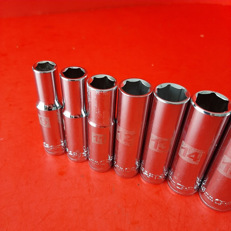 NEW CRAFTSMAN Easy Read 11 Piece 3/8" Drive 6pt DEEP METRIC Socket Set ...