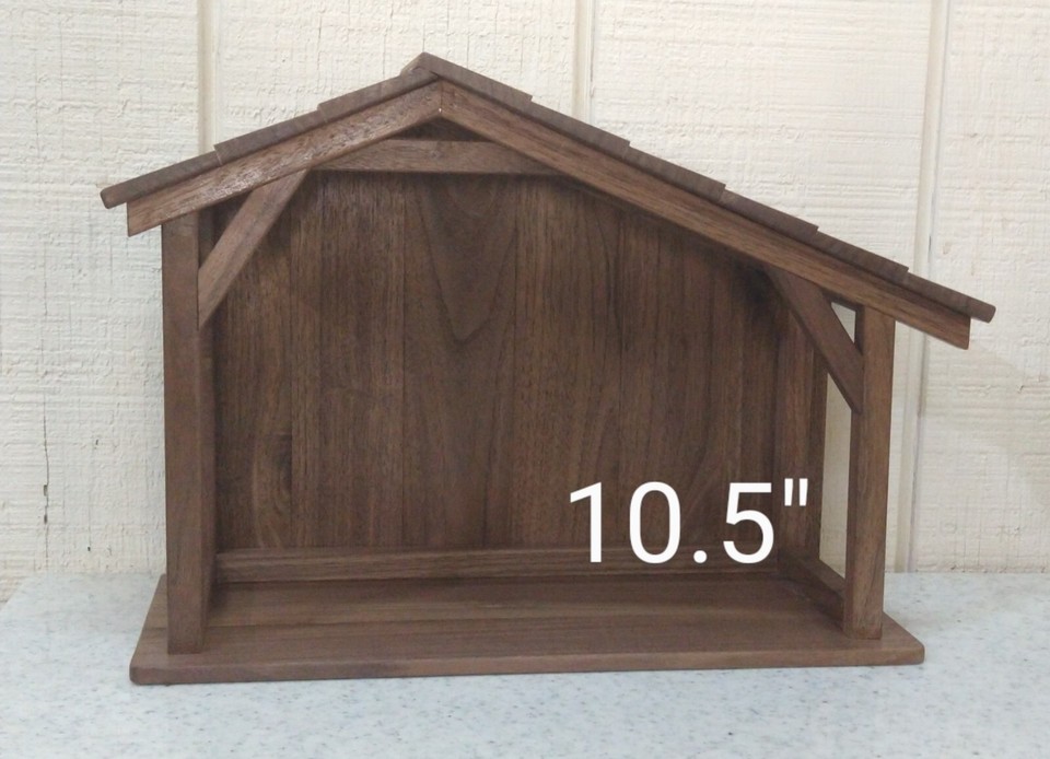 Traditional Walnut Nativity Stable w/floor/Creche/Christmas Manger ...