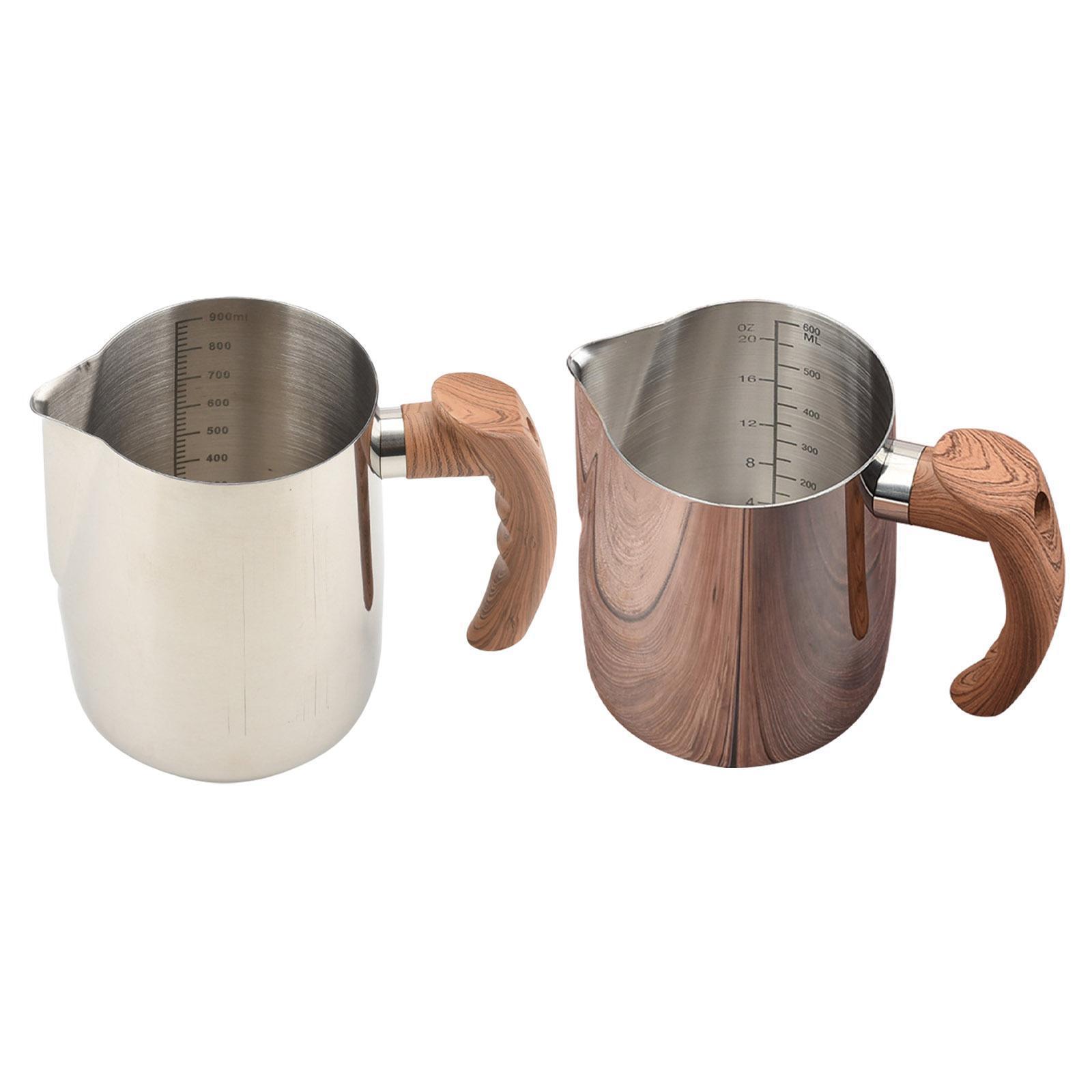 Milk Frothing Mug Multifunctional Wooden Handle Easy Jug Cup Espresso ...