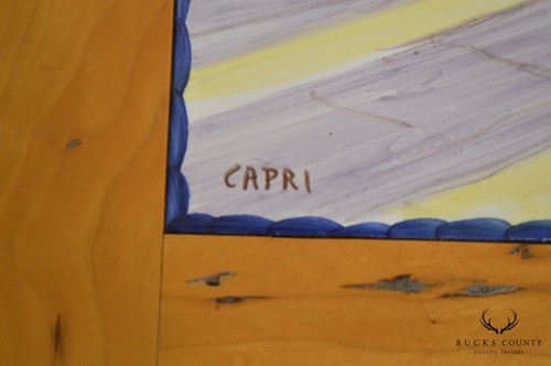 Studio Crafted Cherry Square Side Tables W/ Hand Painted Italian Capri ...