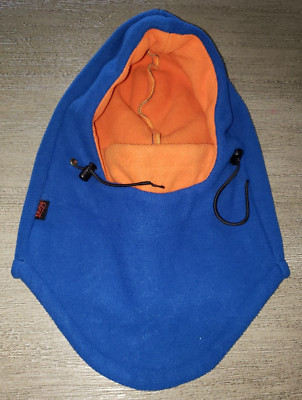 boys BLUE ORANGE FLEECE BALACLAVA pull string front one size | eBay