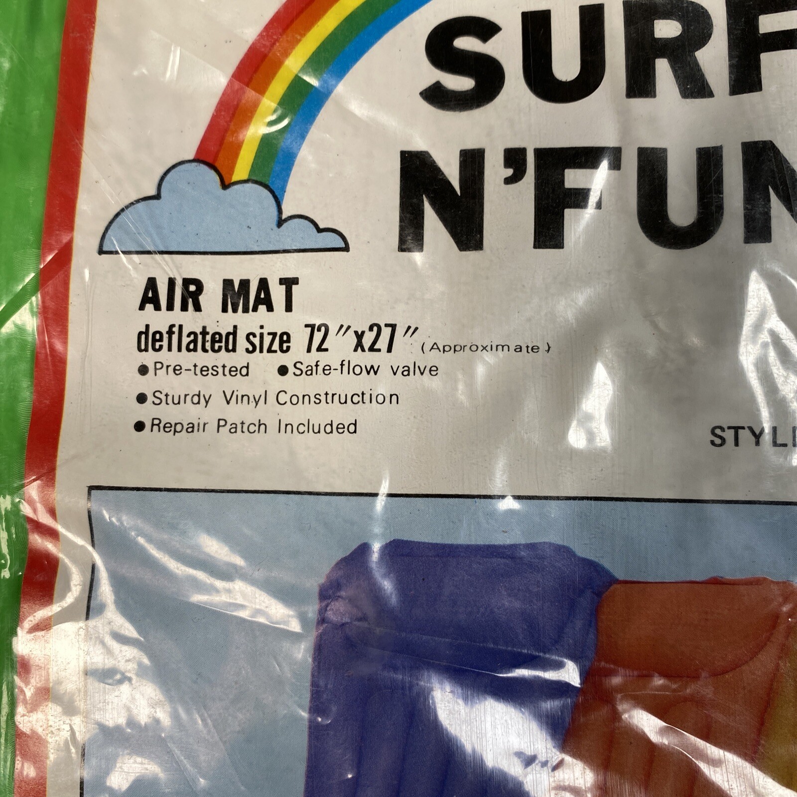 Vtg Inflatable Beach Air Mattress Vinyl Swimming Pool Float Raft 72" x ...