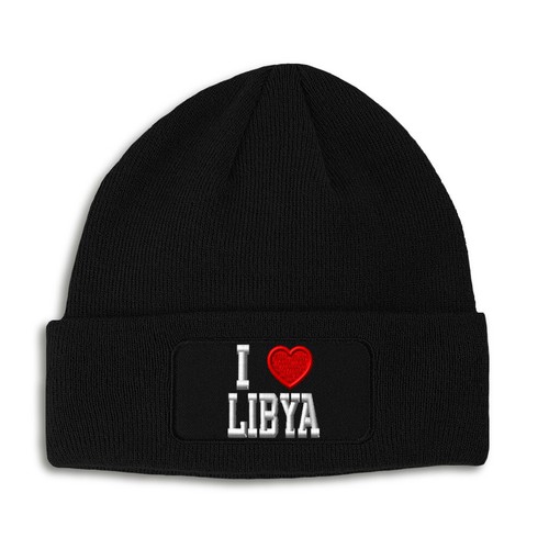 Patch Beanie for Men & Women I Love Libya Winter Hats Acrylic Skull Cap ...