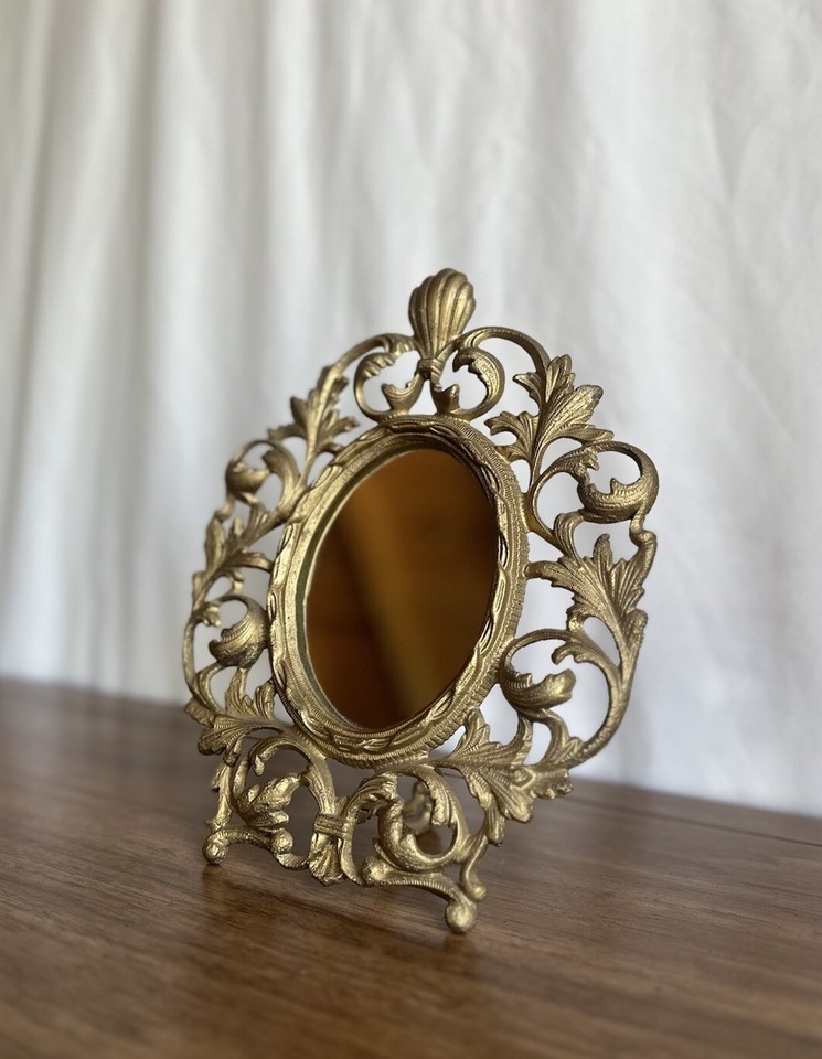 Vintage Antique French Victorian Gold Gilded Ornate Cast Metal Tabletop ...