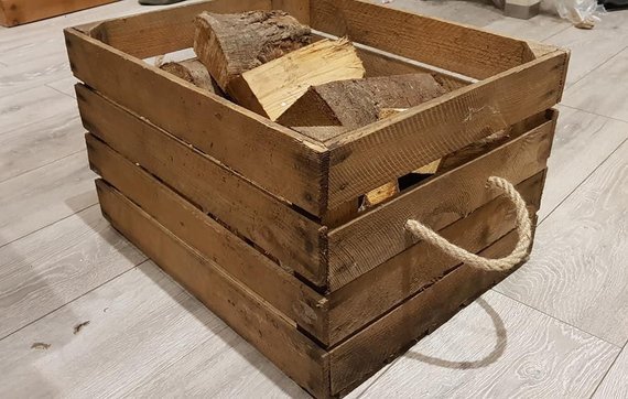 LOG BASKET WITH LID / FIRE WOOD STORAGE / FIREPLACE KINDLING BOX | eBay UK