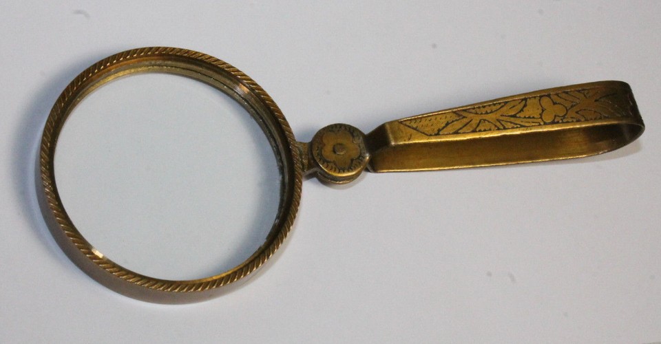 Vintage Antique Style Brass Magnifying glass Hand Lens Colonial Style ...