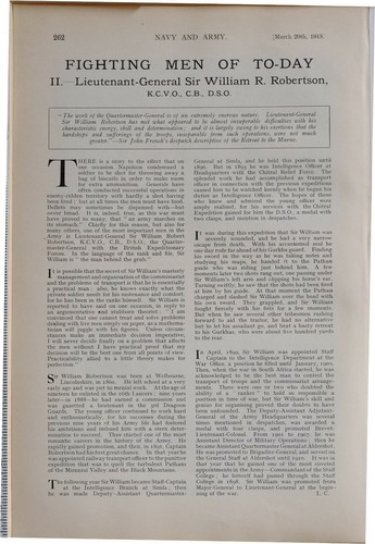 1915 WW1 Imprimé Marine & Armée Éditorial Lieutenant Général Sir ...