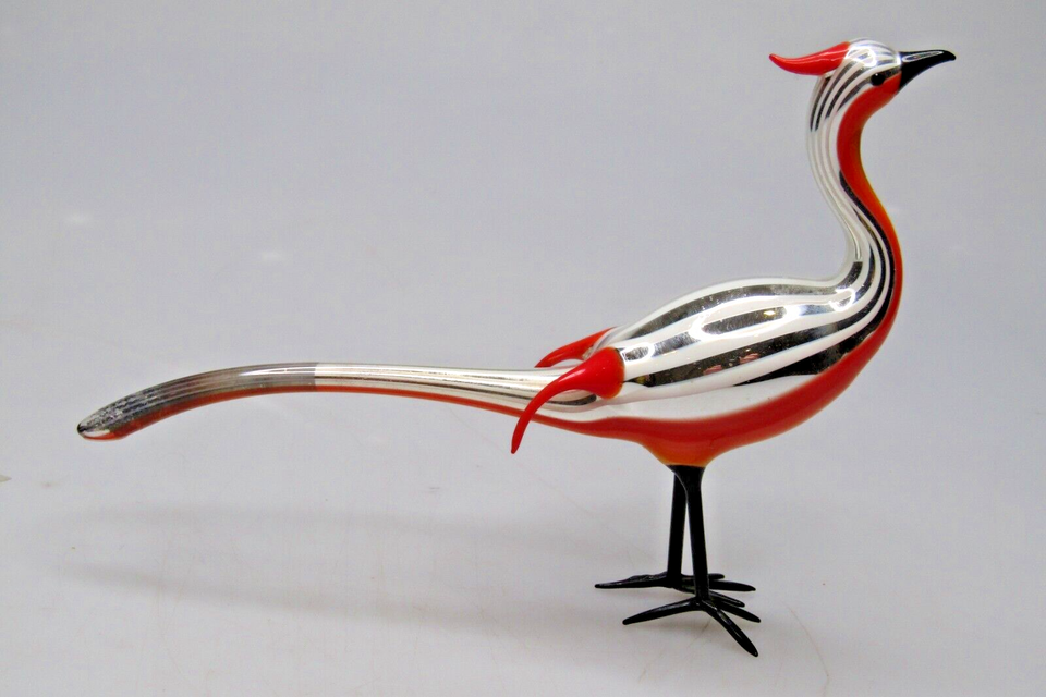 Antique VTG Glass Bimini Annealed Stripe Pheasant Bird Christmas ...