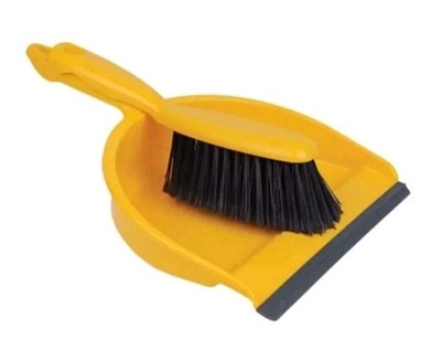 2 X Yellow Dustpan & Brush Set Wide Dust Pan Cleaning Sweeping Heavy ...