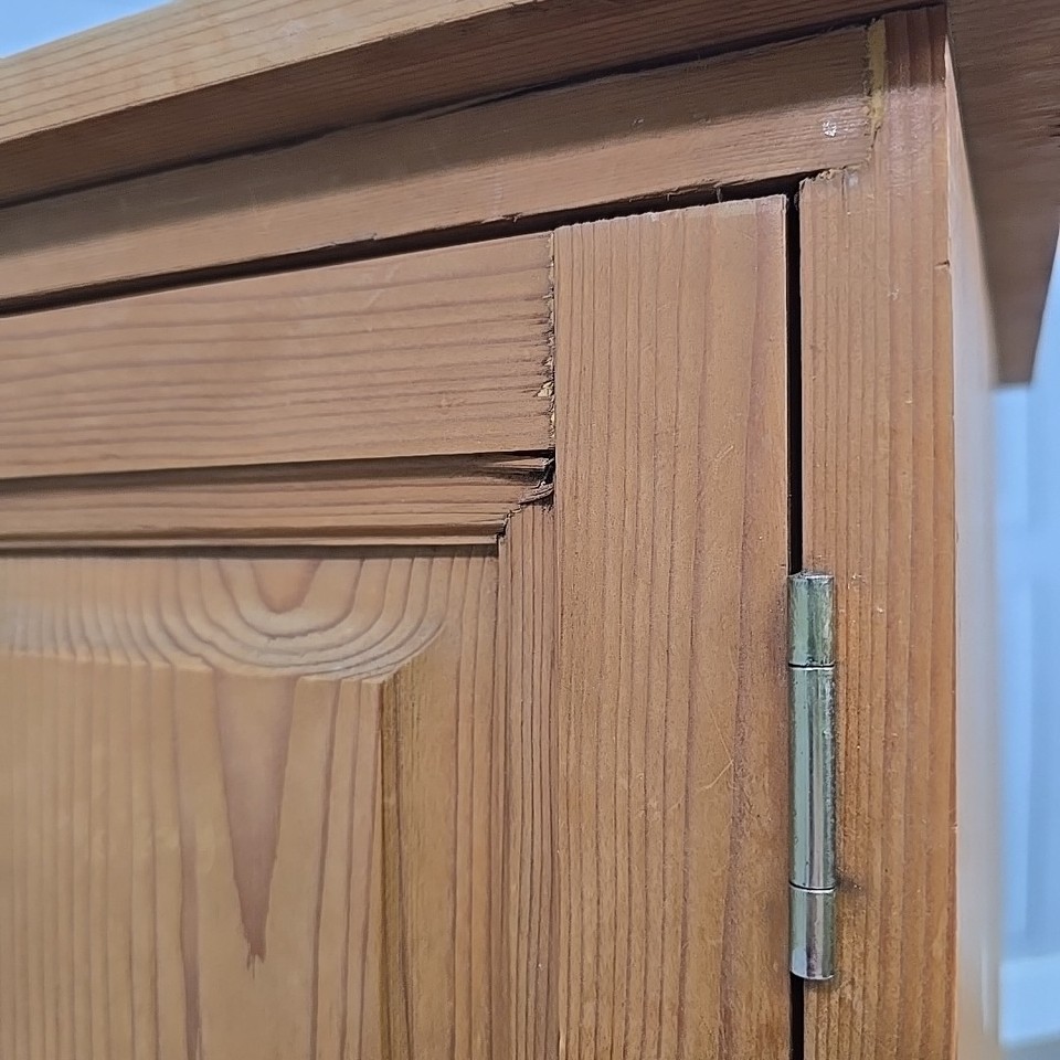 Retro Vintage Pine Cupboard – Rustic Farmhouse Two Panel Door Storage ...