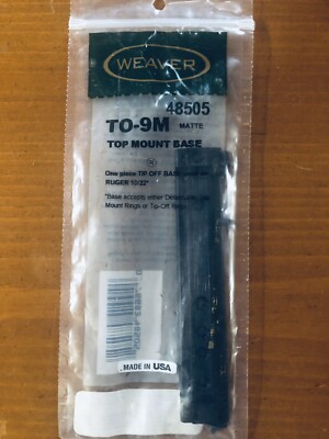 Weaver Top-Mount Scope Base TO-9M Matte Black 48505 Ruger 10/22 Length ...
