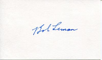 BOB LEMON BASEBALL HALL OF FAME PLAYER / PITCHER SIGNED CARD AUTOGRAPH ...