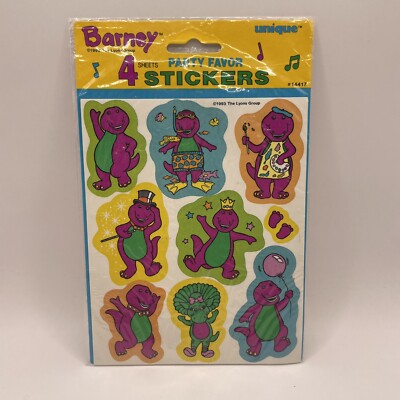 Vintage Barney Dinosaur Party Favor Stickers 1993 New Sealed Lyons ...