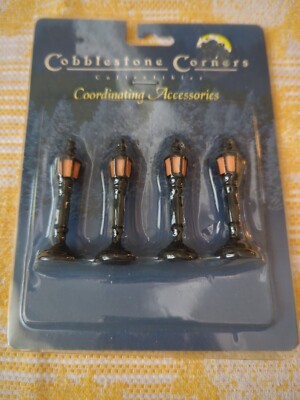 Vtg. Cobblestone Corners Street lamp lights posts Accessories New | eBay