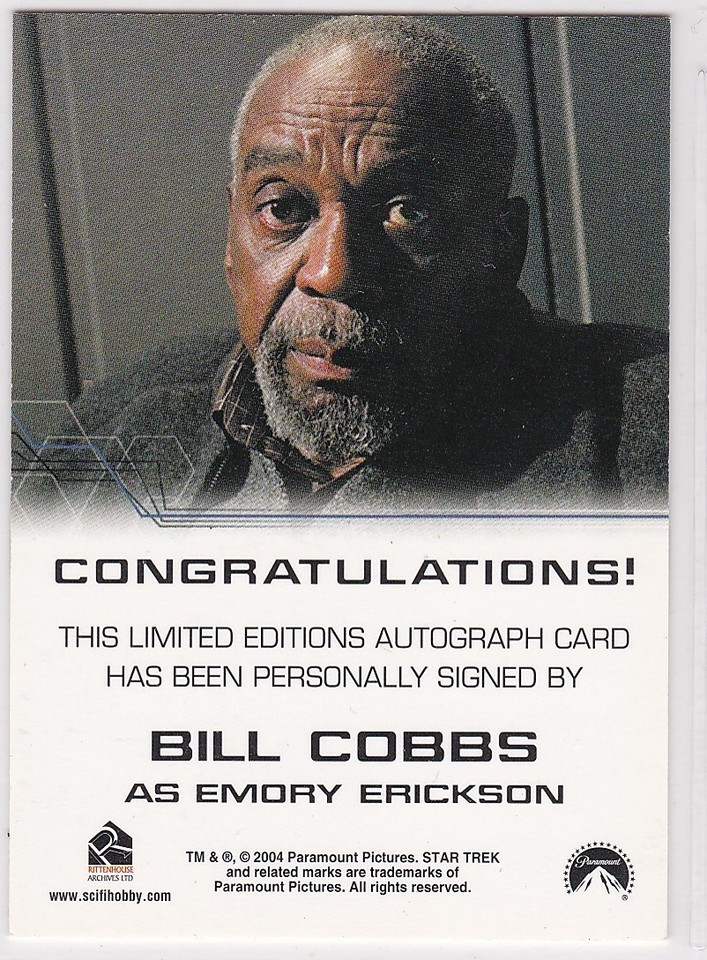 STAR TREK ENTERPRISE SEASON 4 BILL COBBS AS EMORY ERICKSON AUTOGRAPH L ...