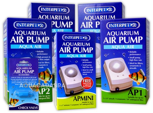 INTERPET AP MINI 1 2 3 4 AIR PUMP QUIET AQUARIUM FISH TANK TROPICAL ...