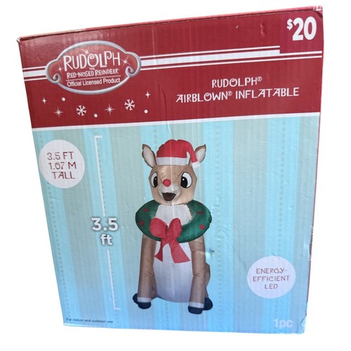 3–1/2 Foot Inflatable Airblown Rudolph Reindeer Christmas Decoration ...
