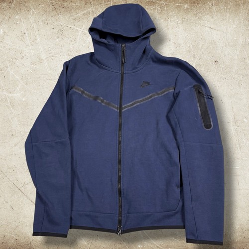 Nike Tech Fleece Jacket Mens Medium Blue Windrunner Full Zip Hoodie ...
