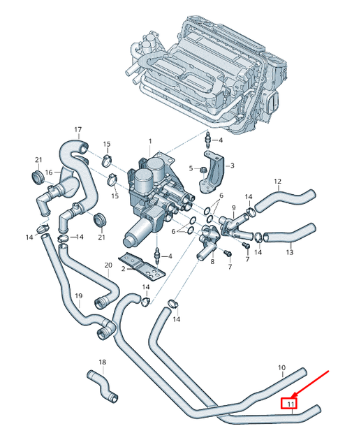 Audi A8 S8 D3 4E 2007 Diesel engine water coolant pipe hose 4E1819374 ...