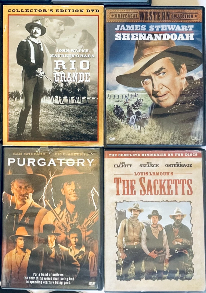 Lot x 12 Classic Western Movies DVD Wayne Stewart Duvall Elliot Selleck ...