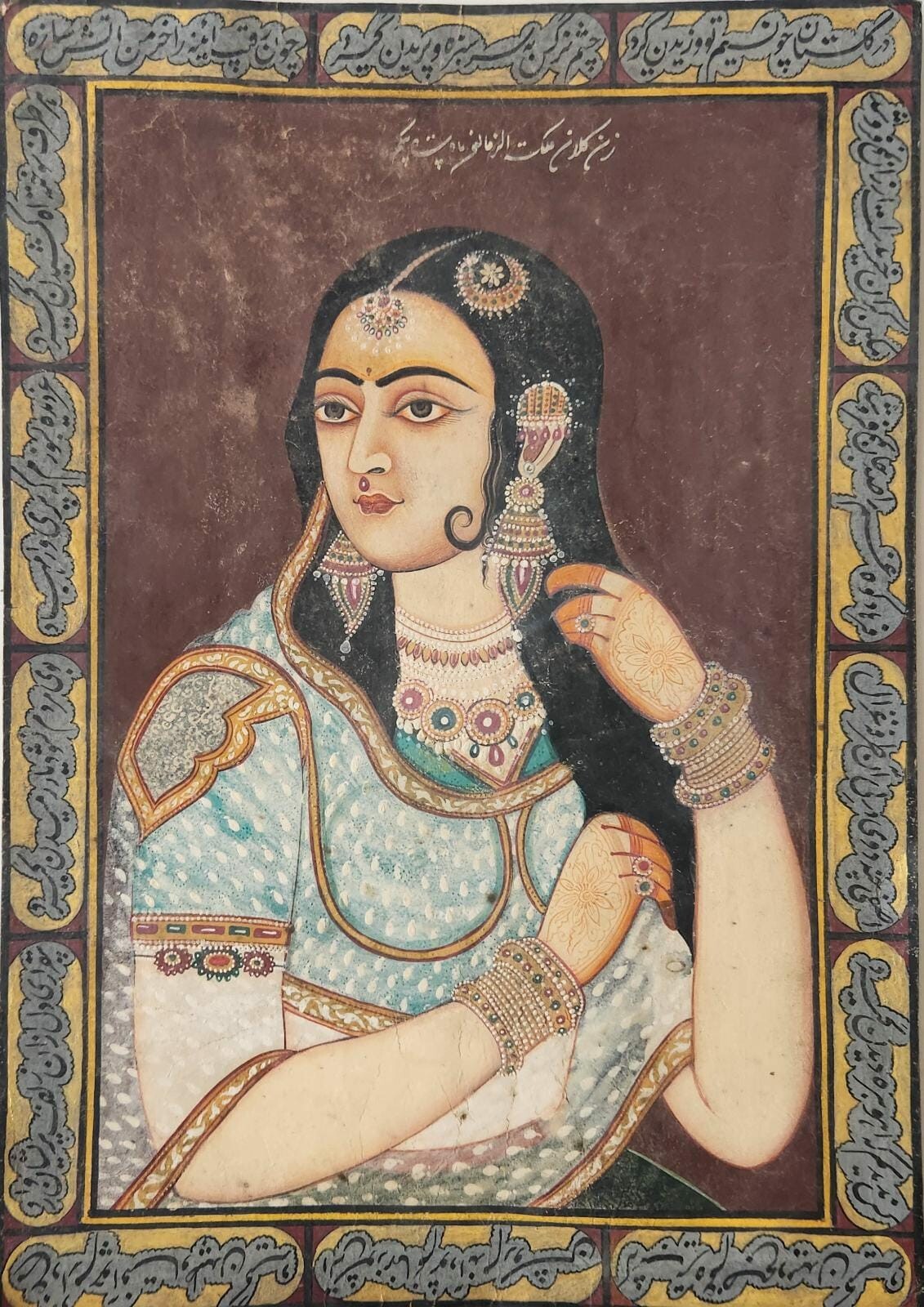 Rare handmade mughal miniature painting of Malika is zama badshah begum ...