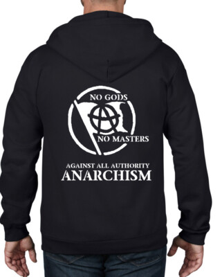 ANARCHY SLOGAN FULL ZIP HOODIE - Anarchist Anarchism Political T-Shirt ...