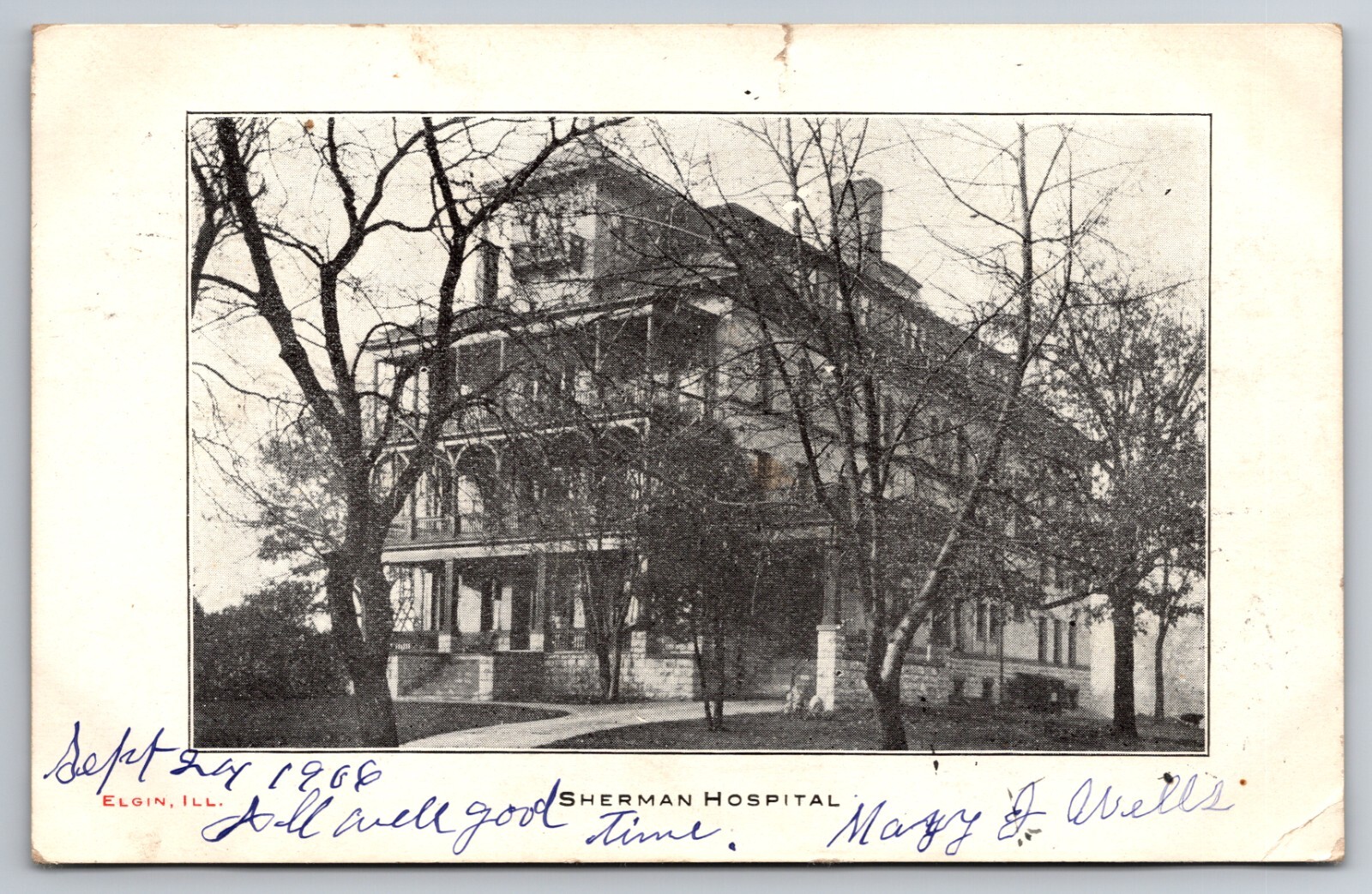 Sherman Hospital Elgin Illinois IL 1906 Postcard | eBay