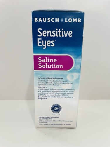 2 X Bausch And Lomb Sensitive Eyes Plus Saline Contact Solution 12 Fl ...